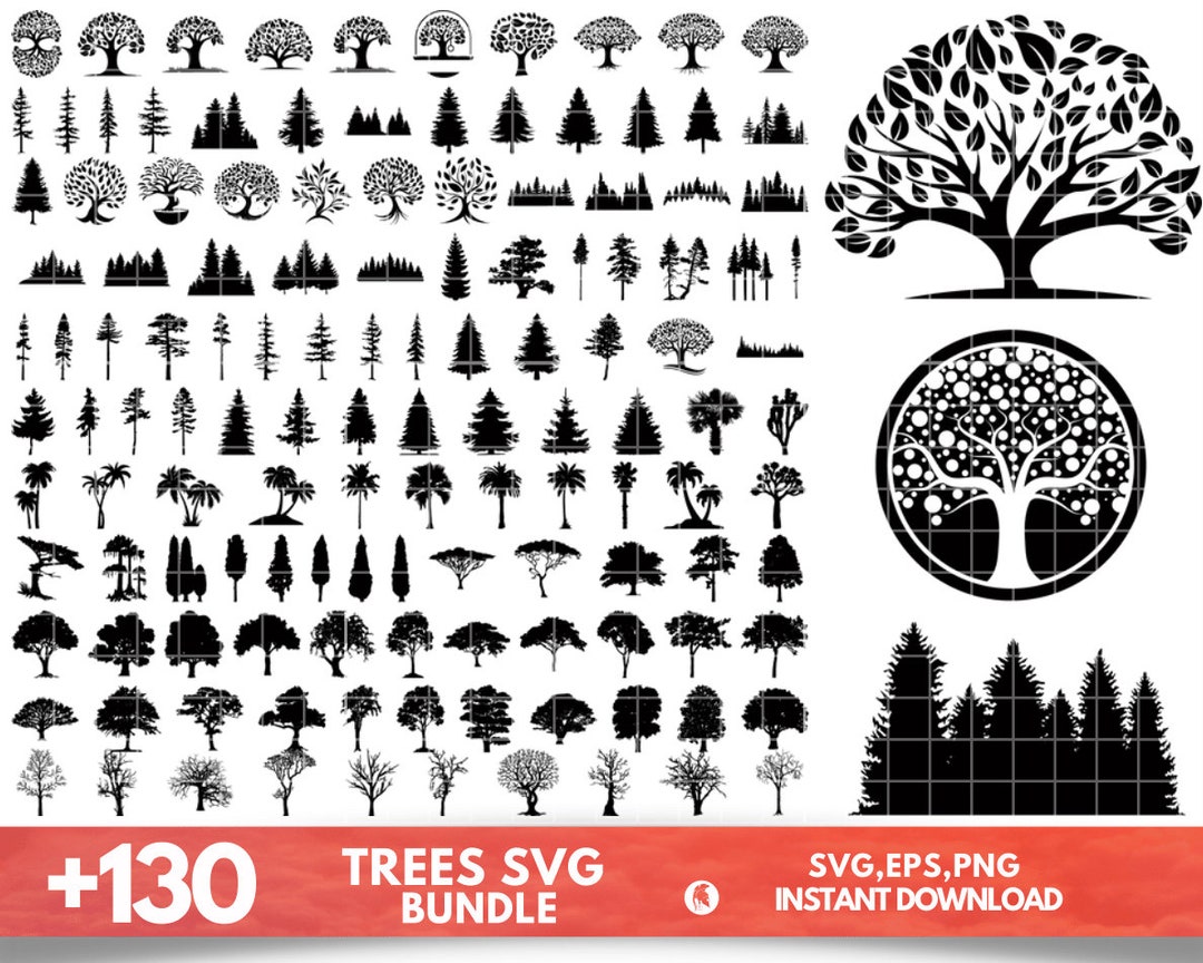 Tree SVG Bundle, Tree Silhouette Svg, Tree SVG, Trees Svg,forest Svg ...
