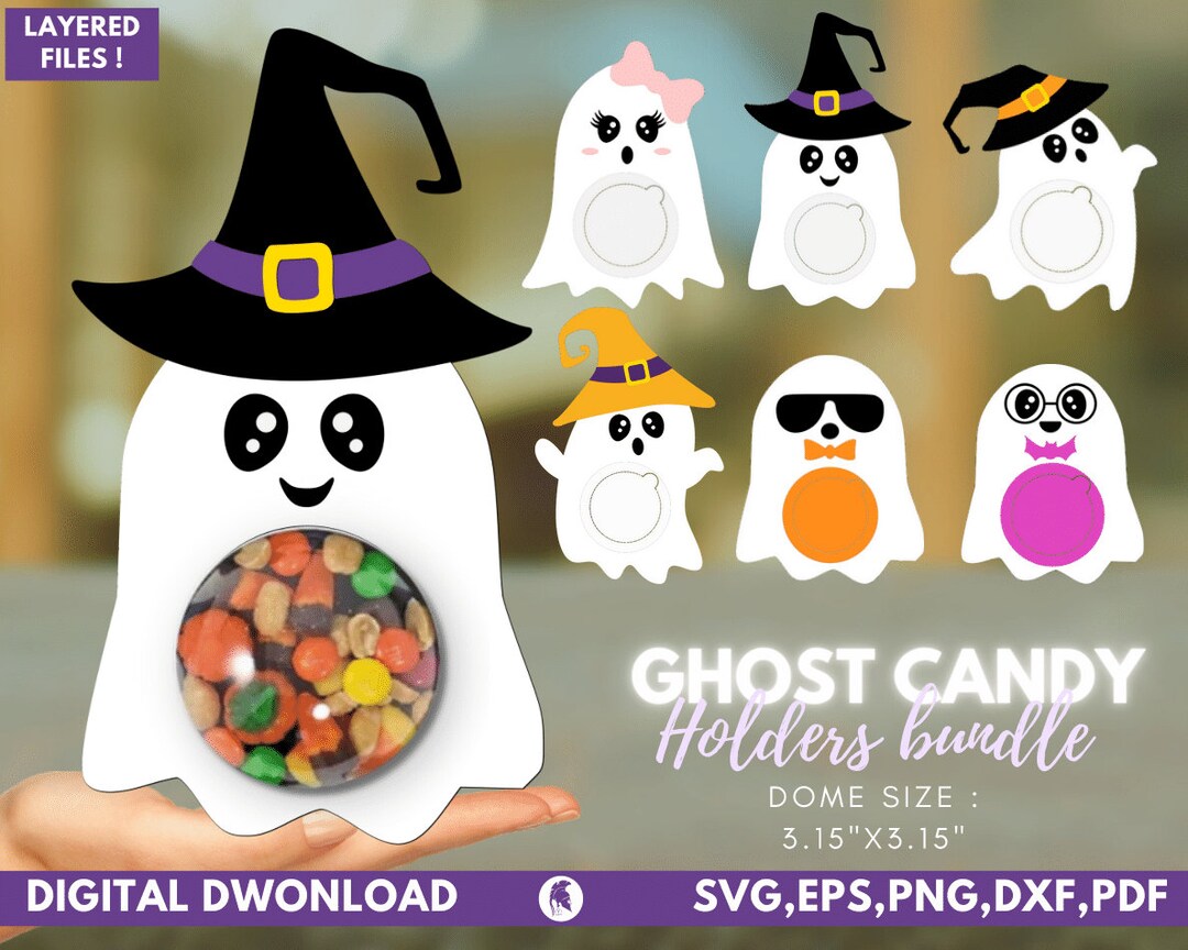 Halloween Candy Dome SVG Bundle, Ghost Candy Dome Svg, Candy Ornaments ...