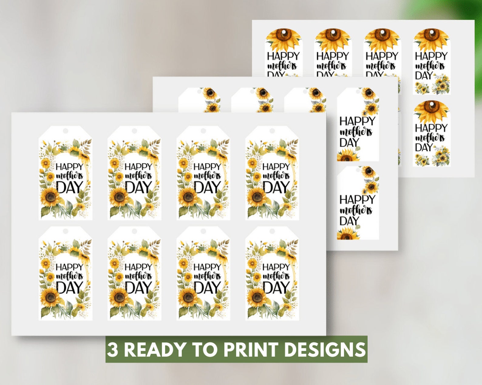 Mother's Day Gift Tags / 3 Styles / Happy Mother's Day Sunflower / Mom ...