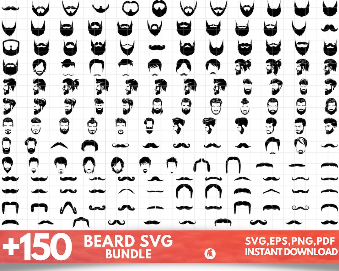 Beard SVG Bundle, Mustache SVG Bundle, Beard Cut File, Beard Clipart ...