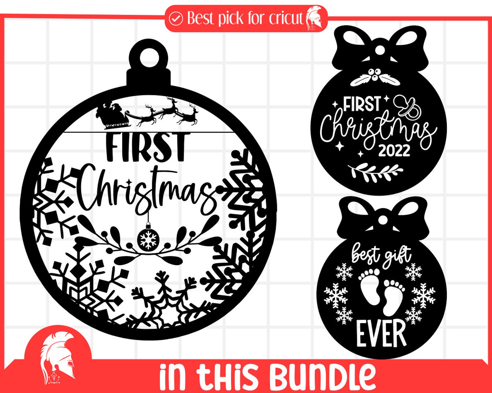 Baby First Christmas SVG, First Christmas Ornament SVG, Christmas Laser ...