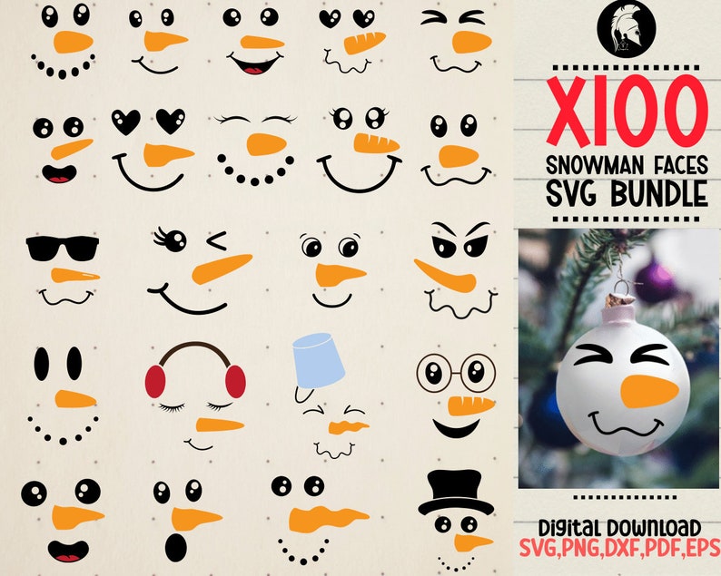 Snowman Faces Svg Snowman Svg Snowman Clipart Christmas Svg - Etsy