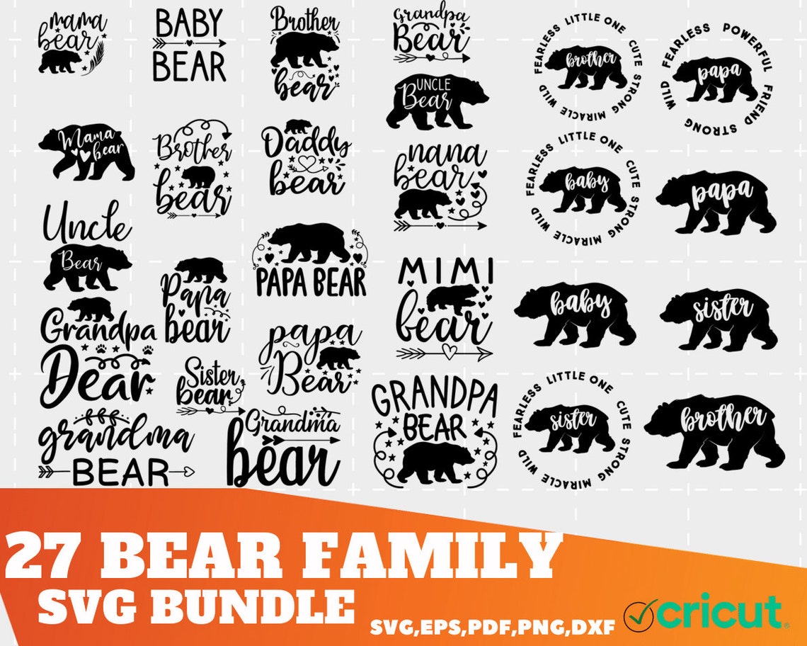 Bear Svg Bundle, Bear Family Svg, Floral Bear Svg, Family Bear Svg ...