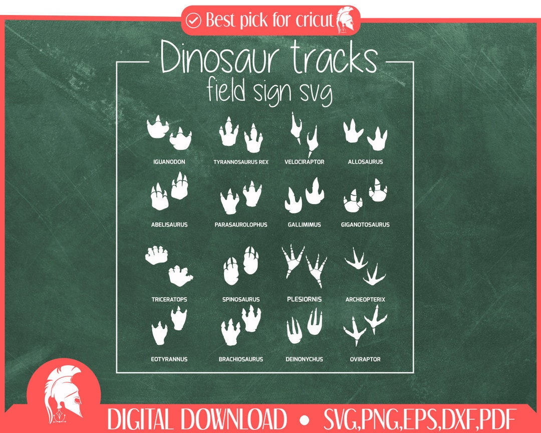 Dinosaur Tracks - Field Guide Sign SVG, Nursery Decor, Kids Room Decor ...