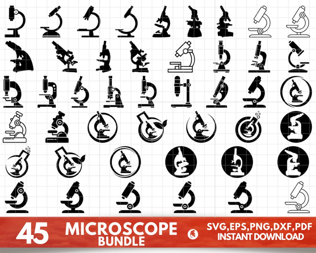 45 Microscope SVG Bundle, Labaratory Svg, Microscope Dxf, Microscope ...