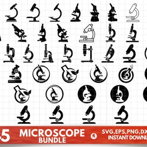 45 Microscope SVG Bundle, Labaratory Svg, Microscope Dxf, Microscope ...