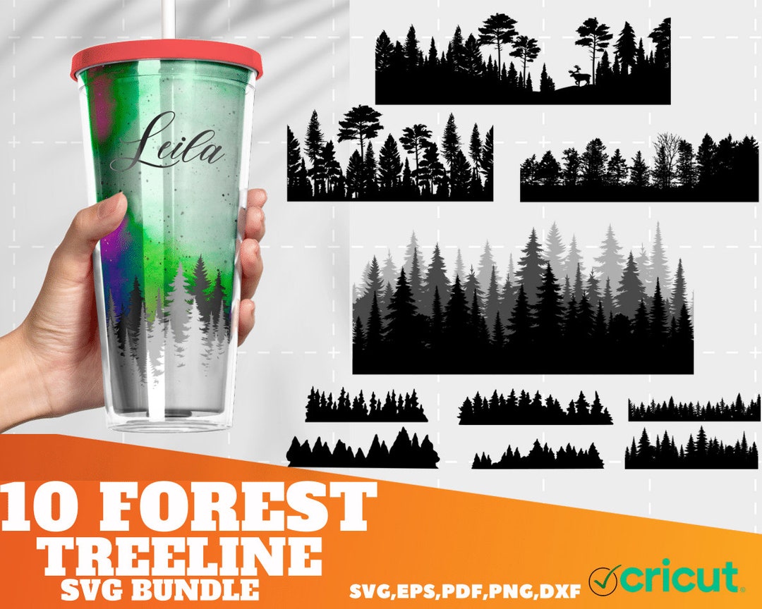 Forest SVG Bundle, Tree Line Svg, Trees SVG, Pine Tree Svg, Tumbler ...