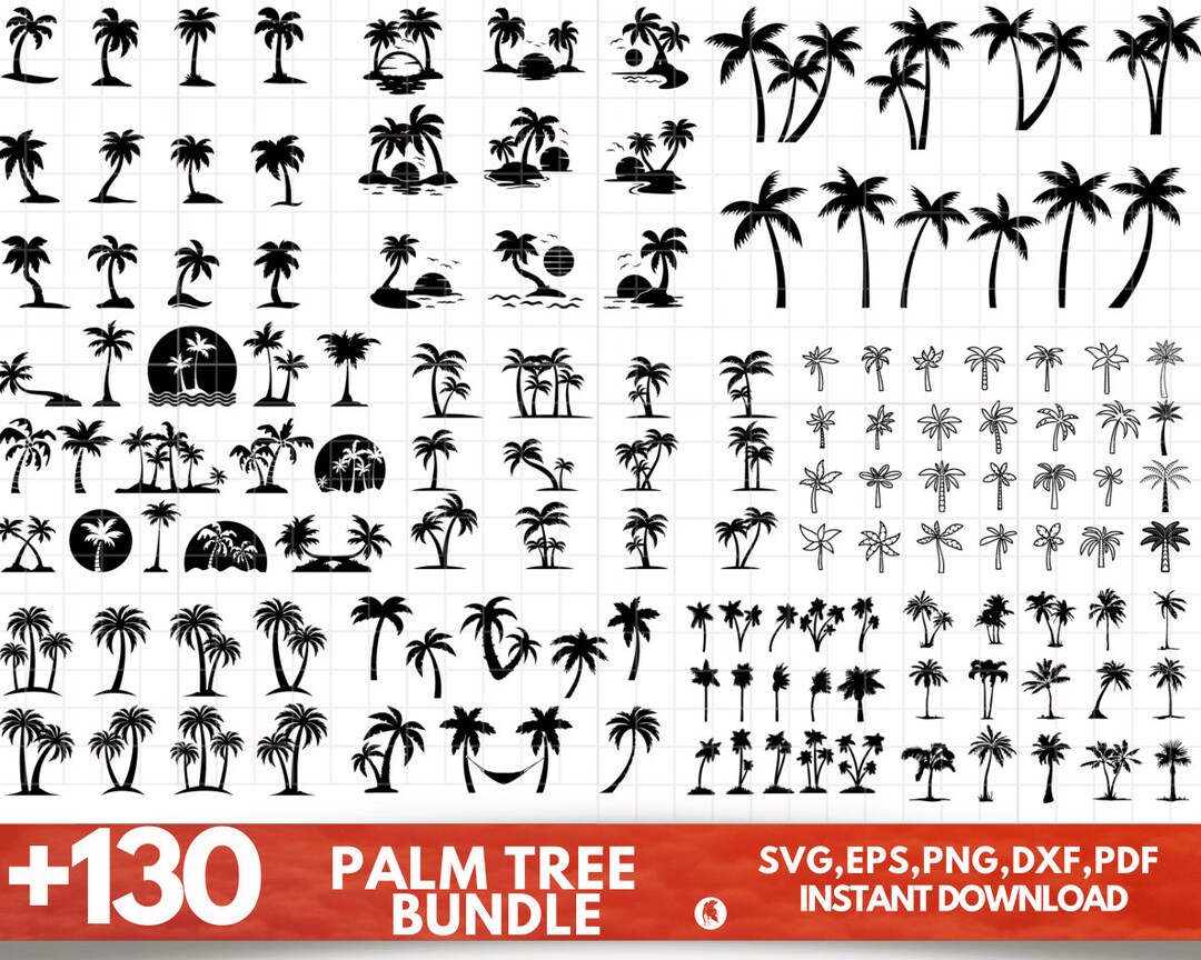 Palm Tree SVG Bundle - Palm Tree PNG Bundle - Palm Tree Clipart - Palm ...