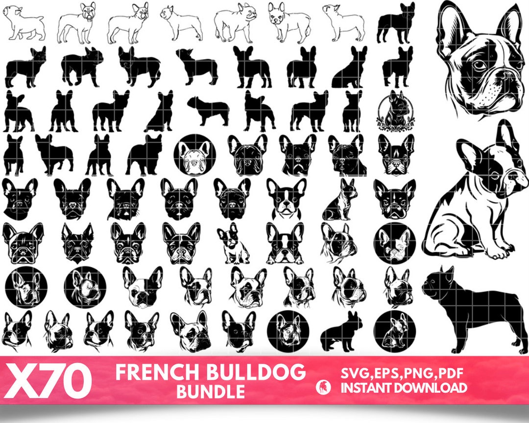 French Bulldog Bundle,logo Vinyl Stencil,frenchie Clipart Print,french ...
