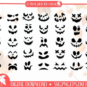 60 Halloween Pumpkin Faces BUNDLE 80 Svg/eps/png/dxf/pdf, Halloween ...