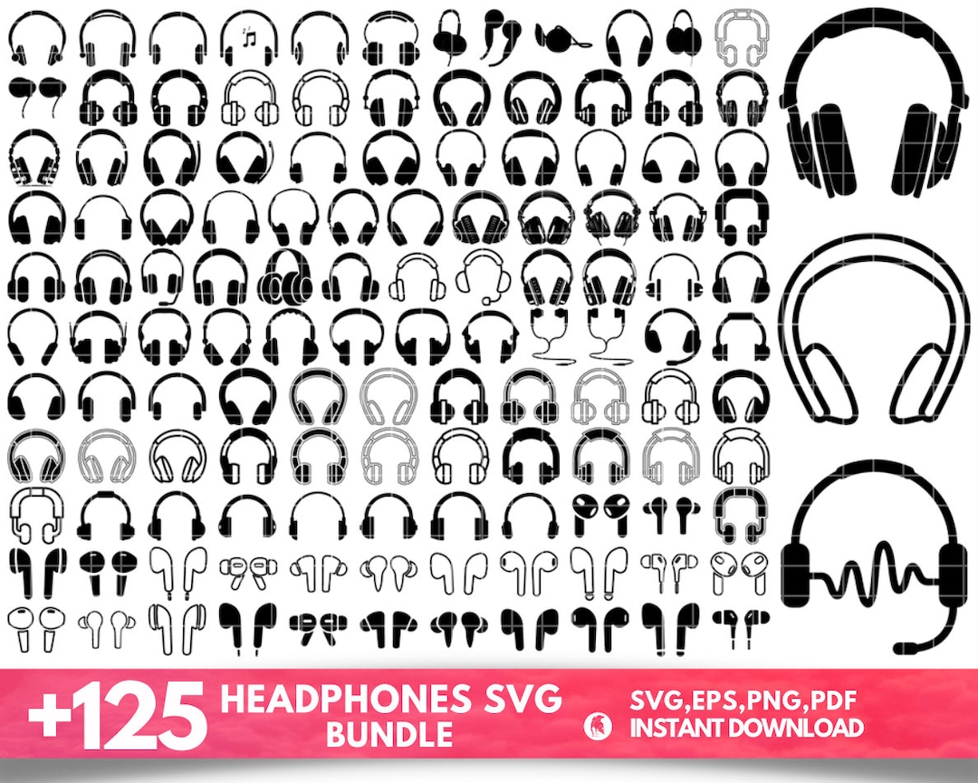 Headphones SVG Bundle - Headphones PNG Bundle - Headphones Clipart ...