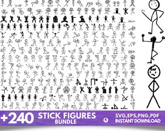 Stick Figures SVG Bundle, Stick Figures PNG Bundle, Stick Figures ...