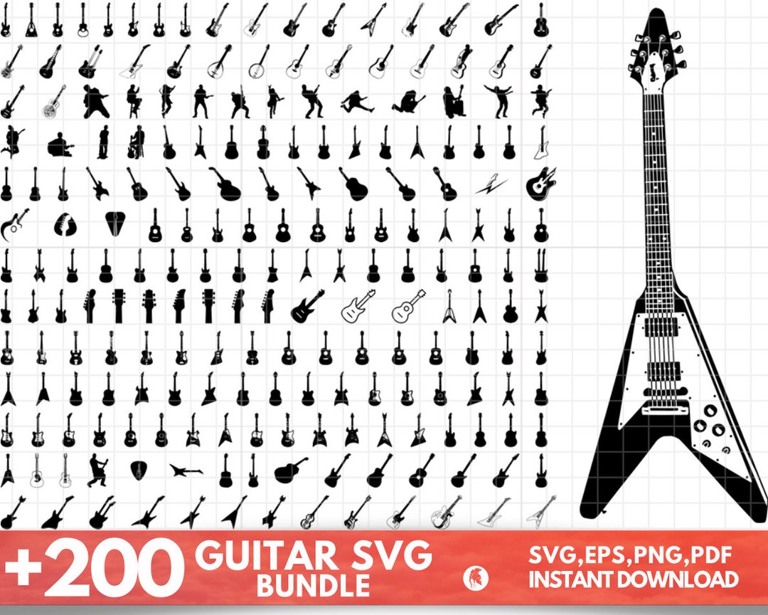 200 Guitar SVG / Guitar Note Svg /guitar Bundle Svg/ Cut Files / Cricut ...