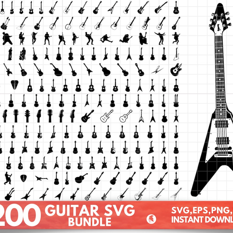 Guitar Music Logo Vector - Etsy