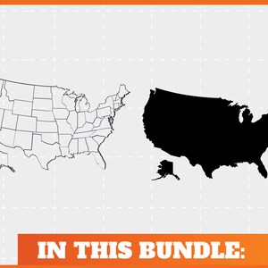 50 States SVG Bundle, Outline United States Map Svg File, Usa MAP SVG ...