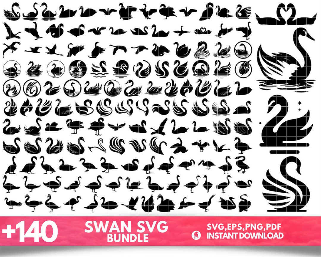 SWAN SVG BUNDLE, Swan Svg, Swan Bundle Png, Swan Clipart, Swan Cut ...
