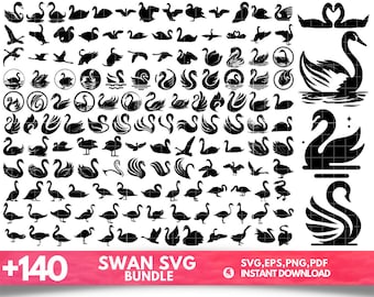 SWAN SVG BUNDLE, Swan Svg, Swan Bundle Png, Swan Clipart, Swan Cut Files for Cricut, Swan Vector ...