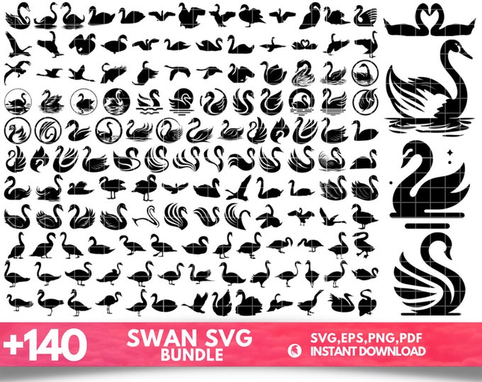 Swan Svg Png Bundle, Swan Png, Swan Silhouette, Svg Files for Cricut ...