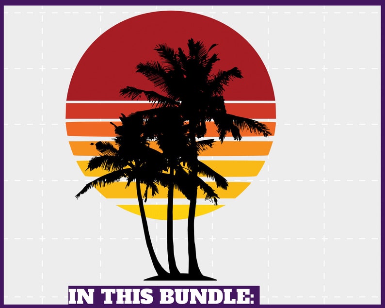 24 Retro Sunset SVG Bundle, Palm Tree Svg, Vintage Retro Sunset SVG ...