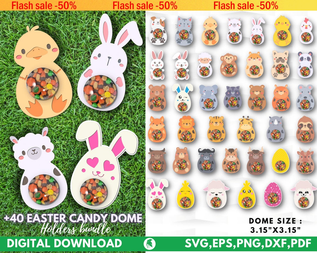 Easter Candy Dome SVG Bundle, Easter Candy Holder SVG, Bunny Candy ...