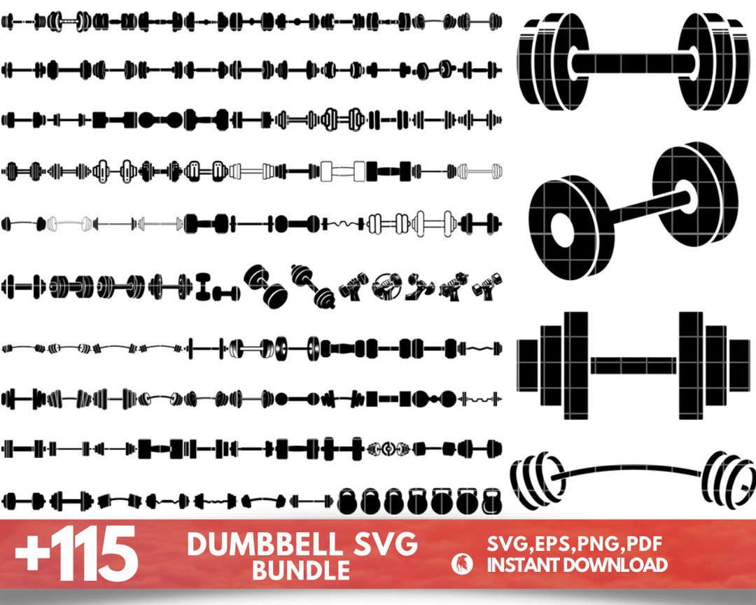 Dumbbell SVG Bundle - Dumbbell PNG Bundle - Dumbbell Clipart - Dumbbell ...