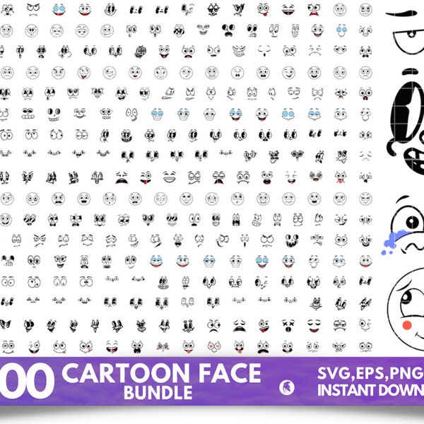 Cartoon Faces Svg - Etsy
