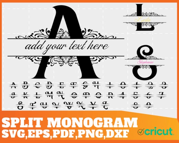 Split Monogram SVG DXF PNG 26 Cut Files Split Monogram - Etsy