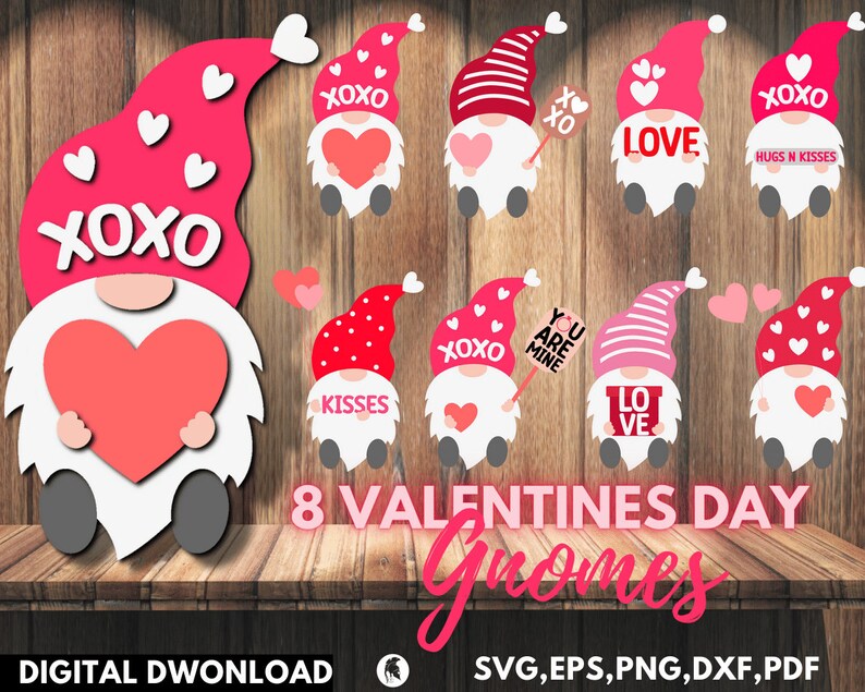 8 Valentine Day Svg Bundle Valentine Gnome Svg Gnomes Svg - Etsy