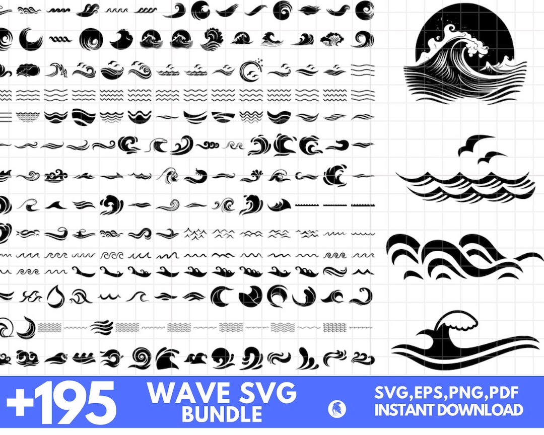 WAVE SVG, Wave Bundle Svg, Wave Cut Files, Wave Clipart, Wave Cricut ...