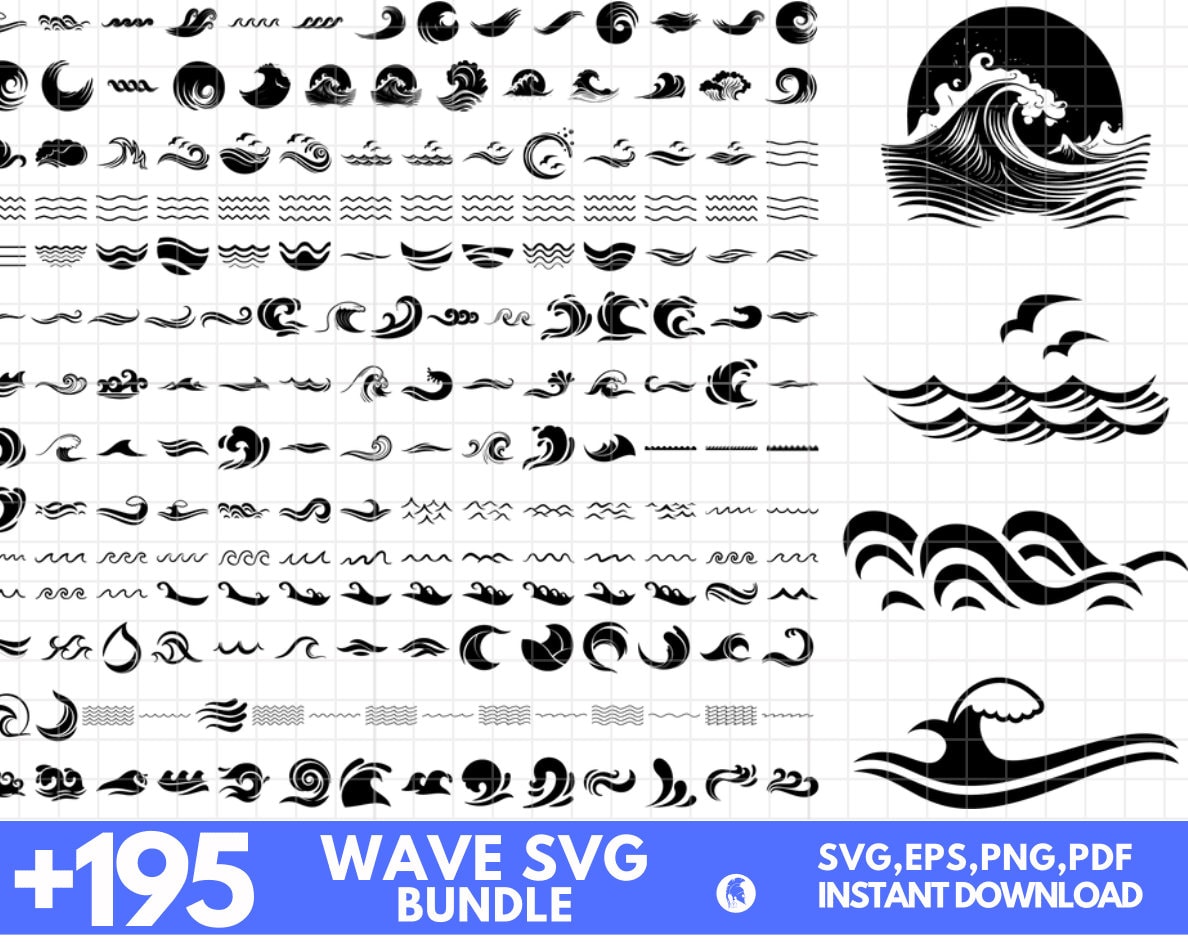 WAVE SVG, Wave Bundle Svg, Wave Cut Files, Wave Clipart, Wave Cricut ...