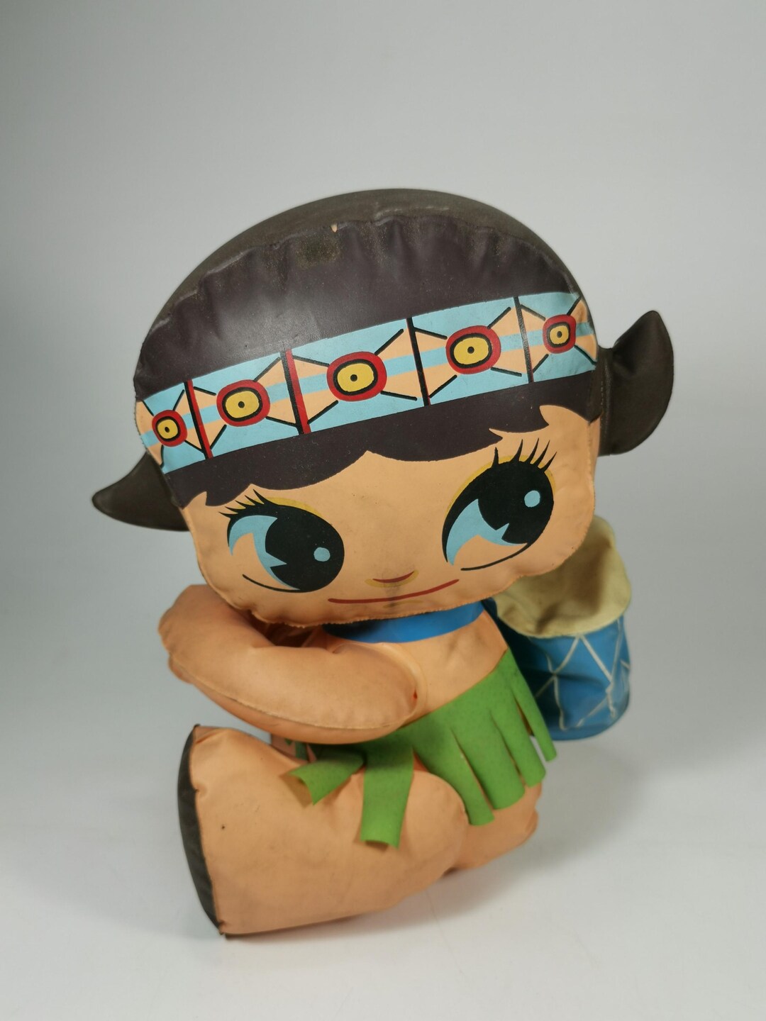 Vintage Inflatable Indian Doll With Drum 1960s Retro Rubber Toy Japan ...
