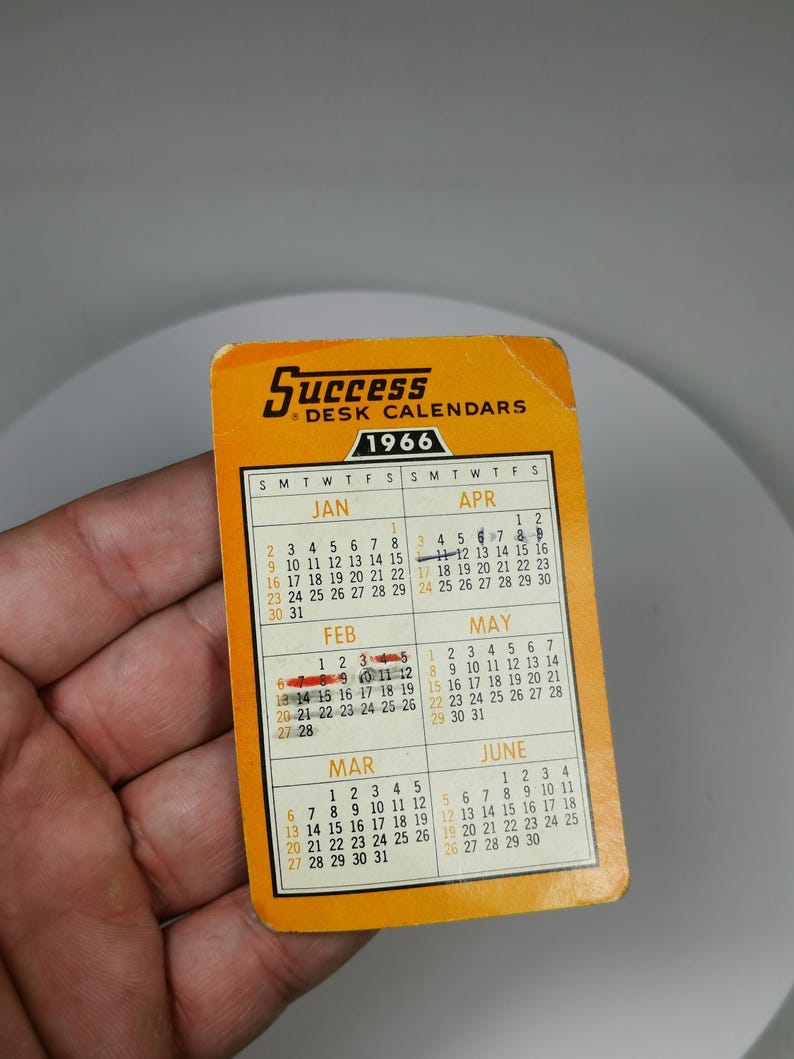 1966 Success Desk Calendar Advertising Pocket Calendar-advertisments - Etsy