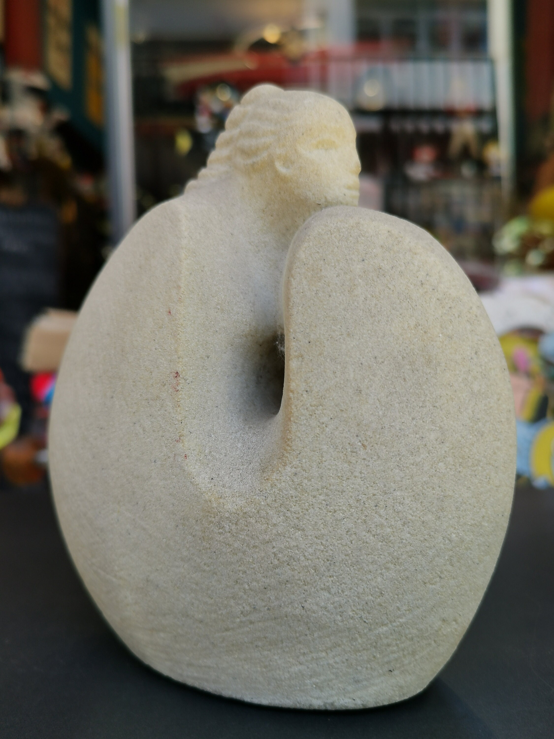 Marbell Stone Art Modernist Sculpture Sitting Thinking Woman Made in ...