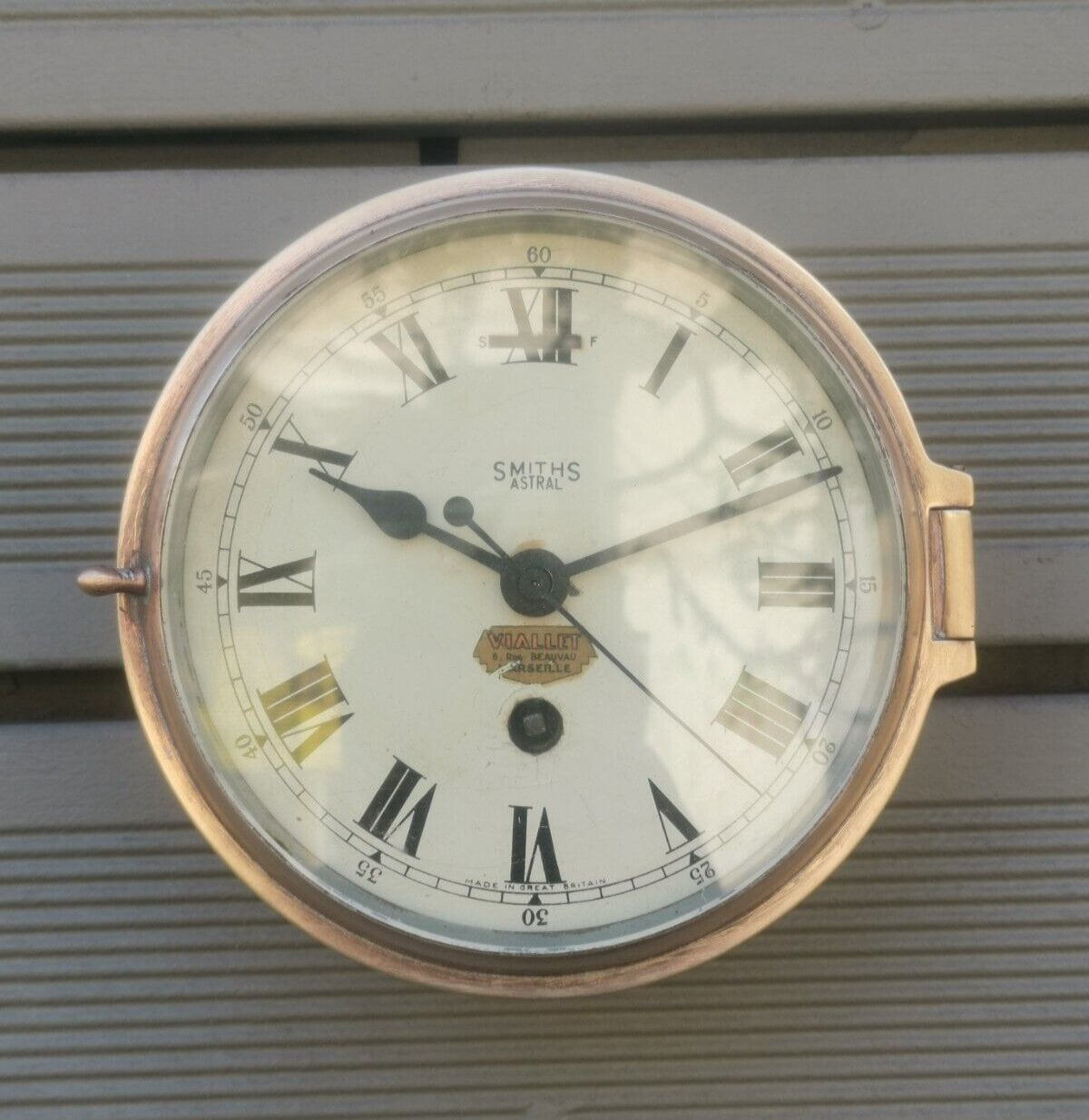 Smiths Astral Maritime Ships Vintage Brass Clock Wall Hanging Viallet 8 ...
