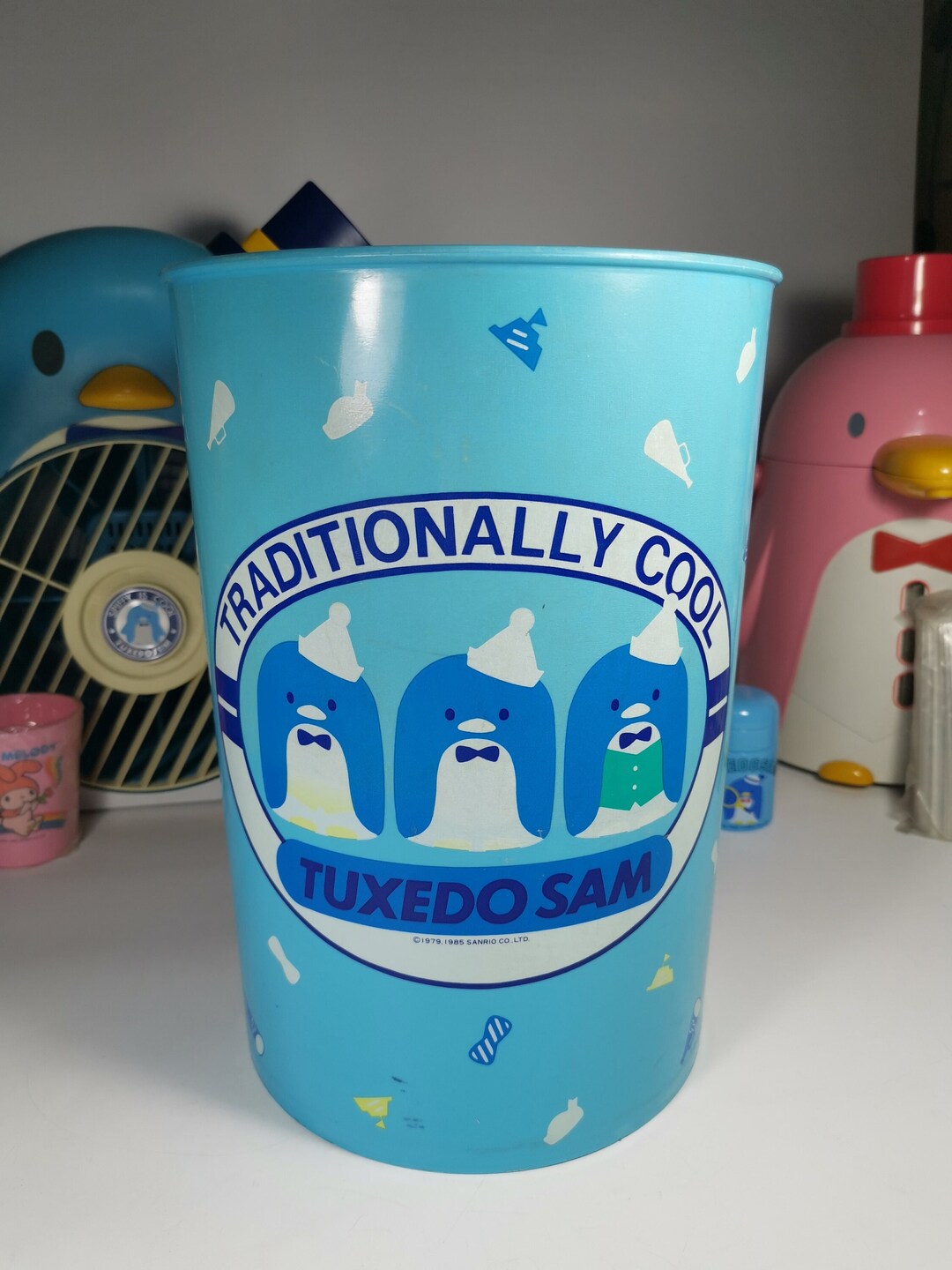 Tuxedo Sam Vintage Plastic Trash Can Basket Sanrio Ltd 80s the Skater ...