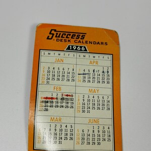 1966 Success Desk Calendar Advertising Pocket Calendar-advertisments - Etsy