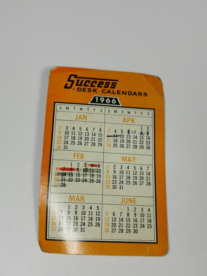 1966 Success Desk Calendar Advertising Pocket Calendar-advertisments - Etsy