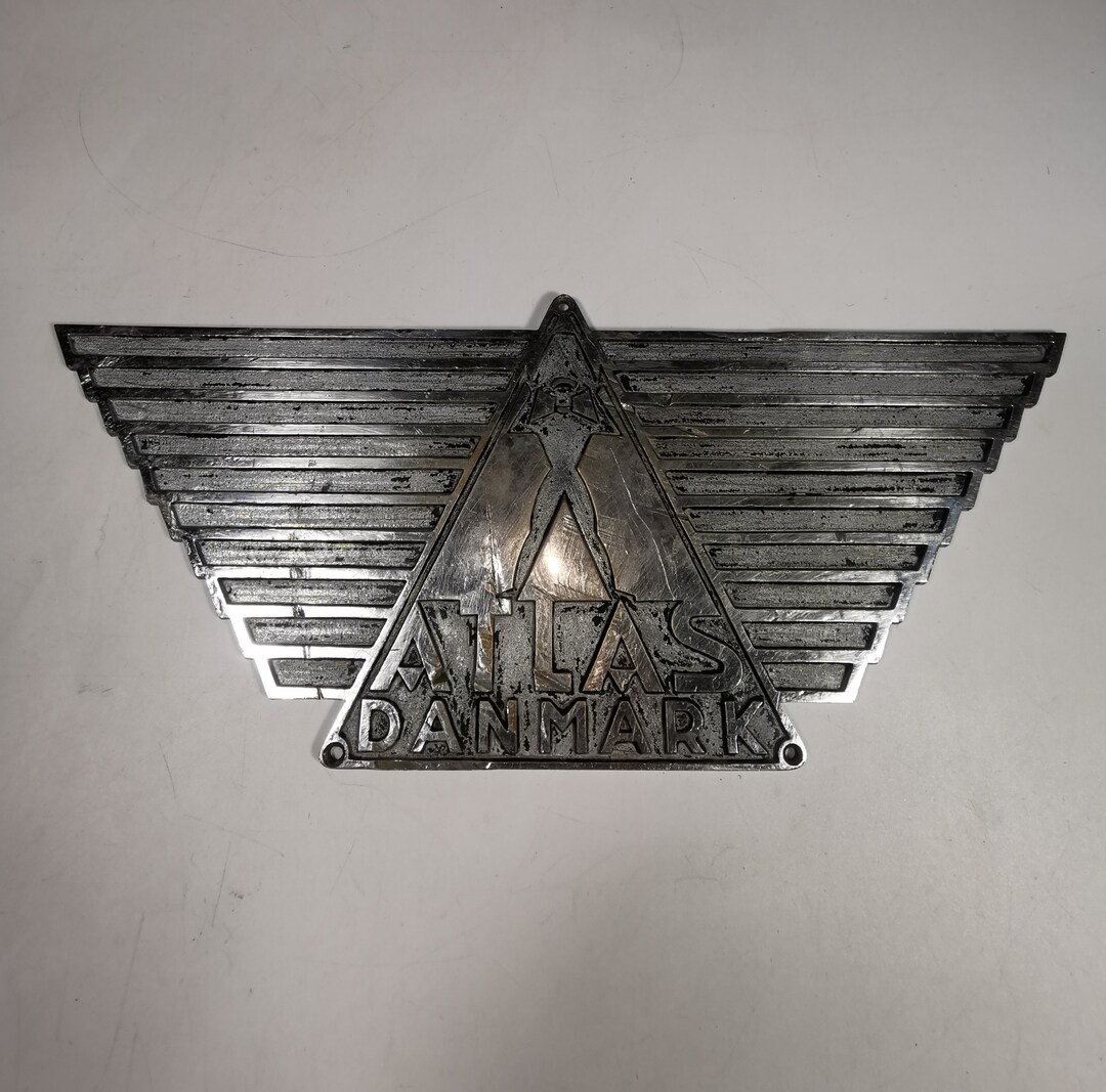 20th Century Danish “atlas Danmark” Company Name Bronze Metal Sign ...