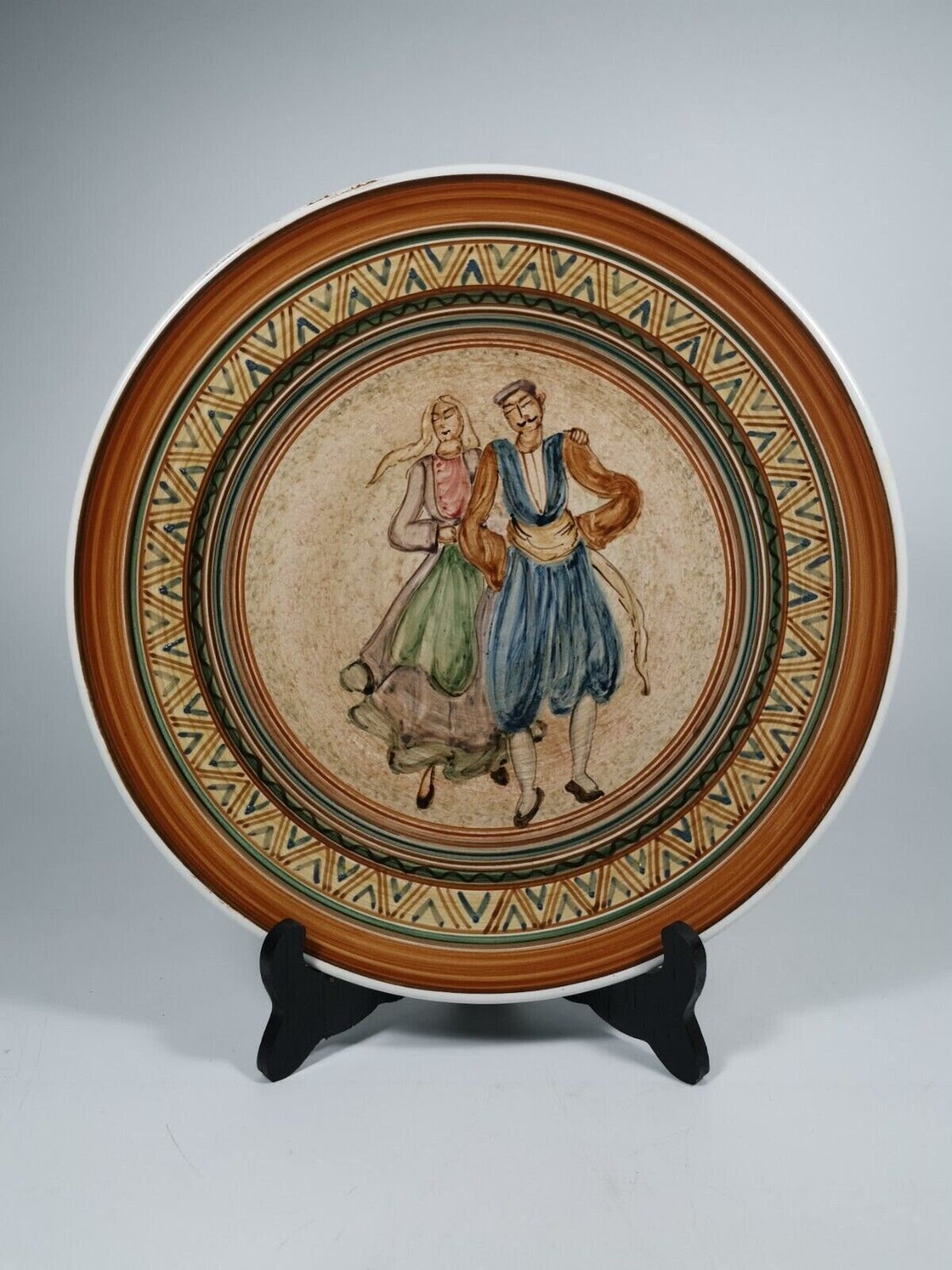 Greek Vintage Hand Made Ceramic Decorative Plate 'couple in Traditional ...