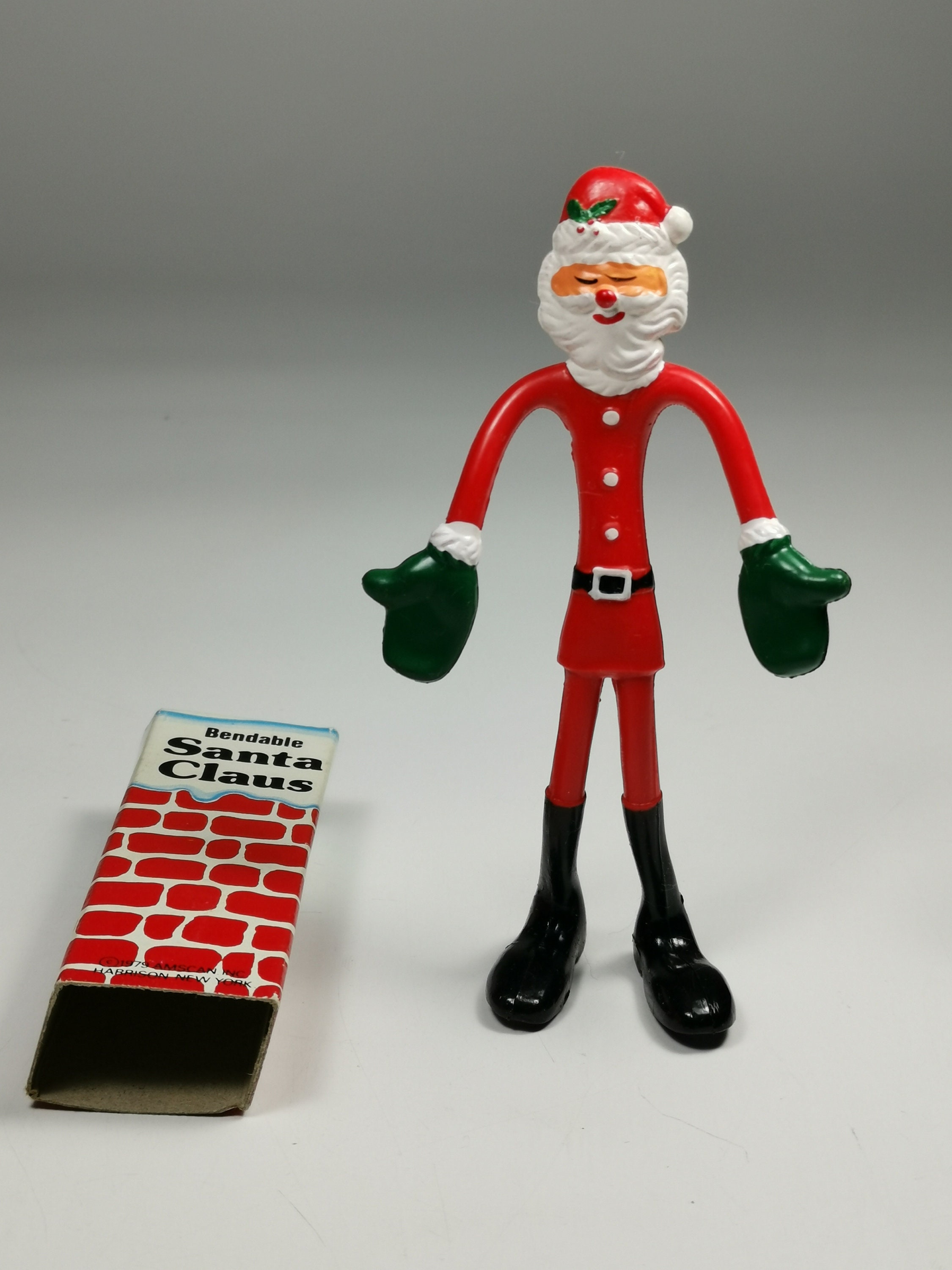 Vintage Bendable Santa Claus Flexible Figure With Chimney Cardboard ...