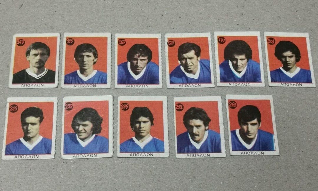 APOLLON Football Players 1974-76 by Accordeon Lot of 11 Greek Cards ...
