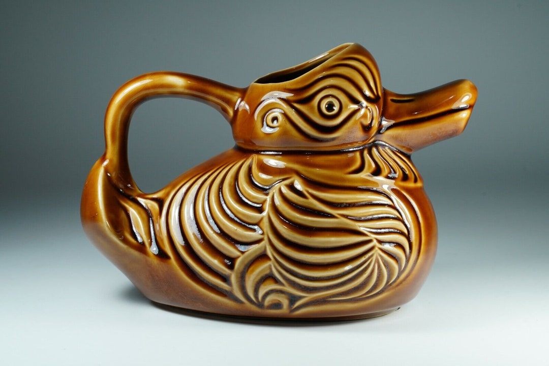 DUCK JUG French Earthenware Vintage Brown Unique Jug Collector 70s ...
