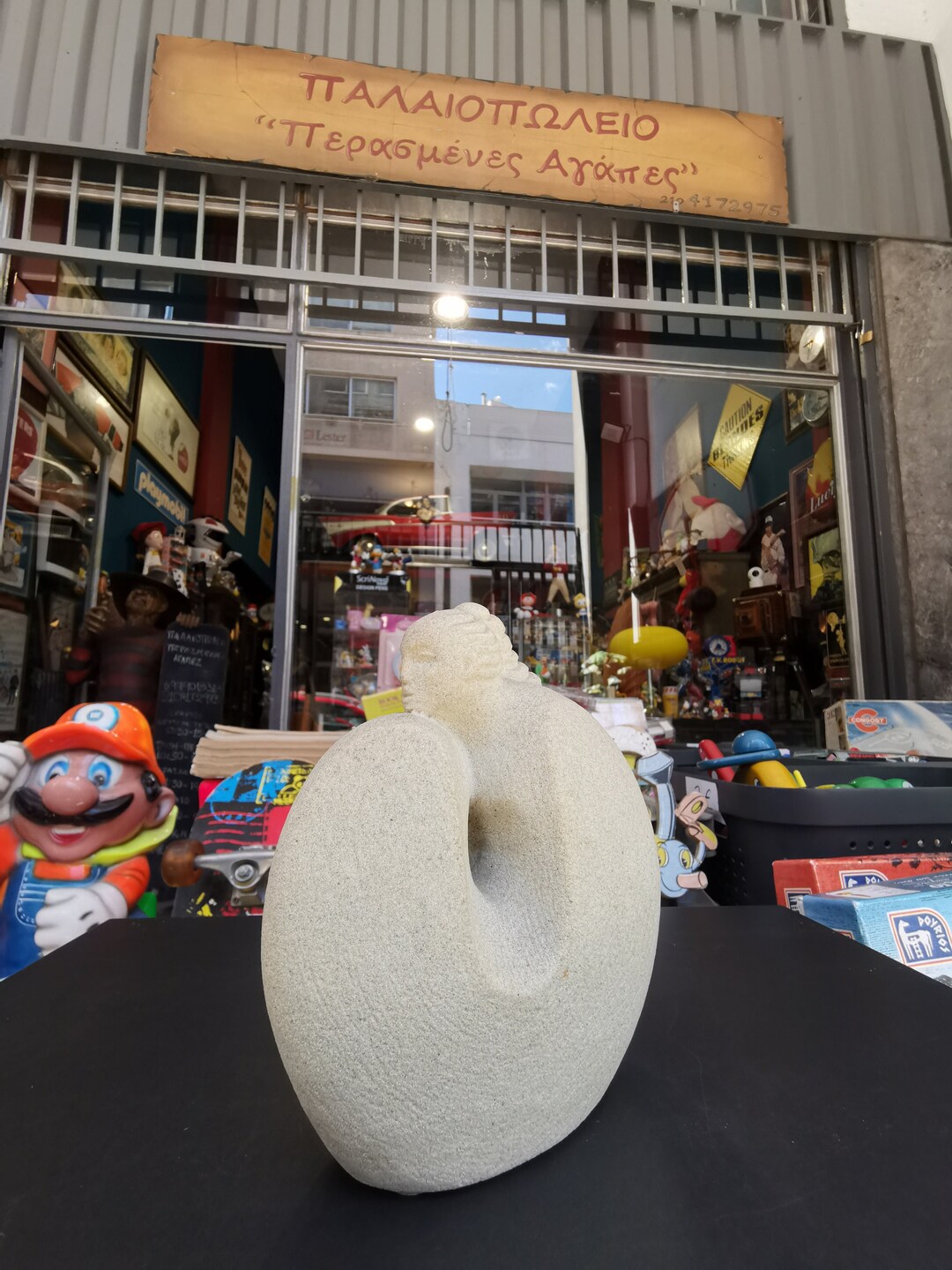 Marbell Stone Art Modernist Sculpture Sitting Thinking Woman Made in ...