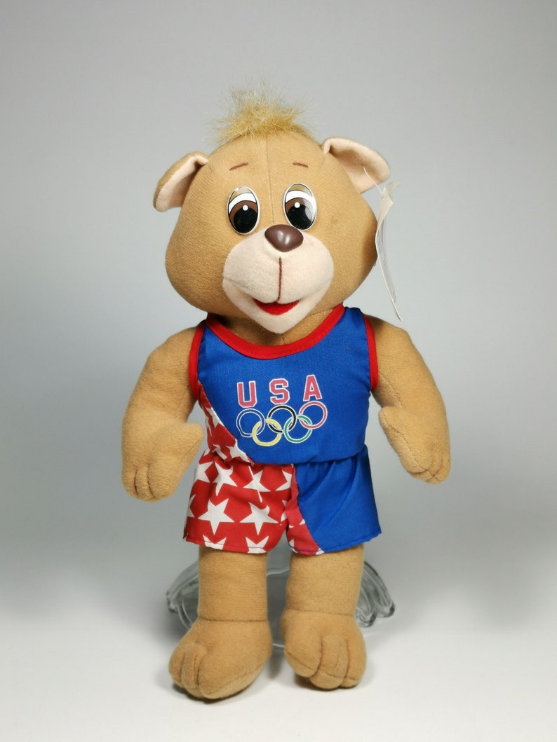 USA Olympic Track & Field Team Teddy Bear Vintage Plush Doll Mascot ...