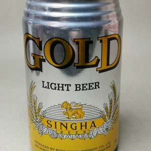 Gold Light Beer Singha Beer Can "air Filled" Expires 1992 Vintage - Etsy