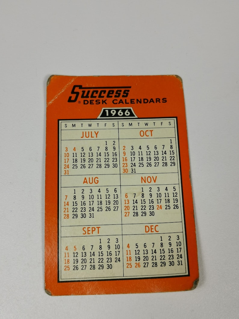 1966 Success Desk Calendar Advertising Pocket Calendar-advertisments - Etsy