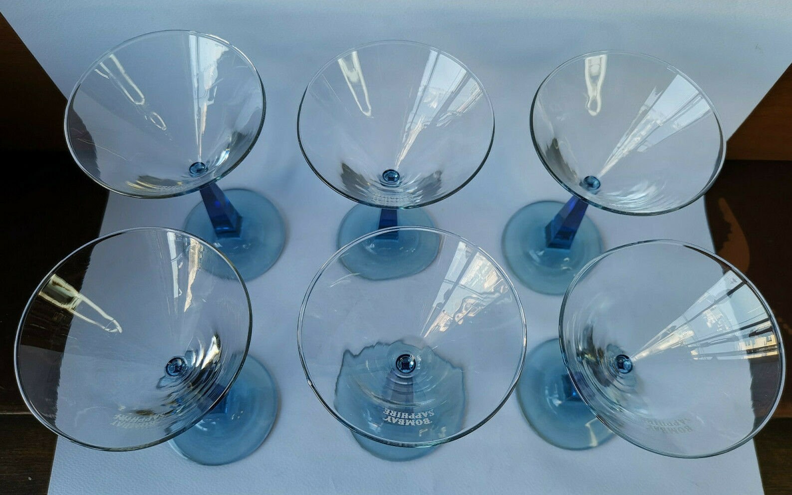Bombay Sapphire Blue Squared and Twisted Stem Martini 6 Glasses Set - Etsy