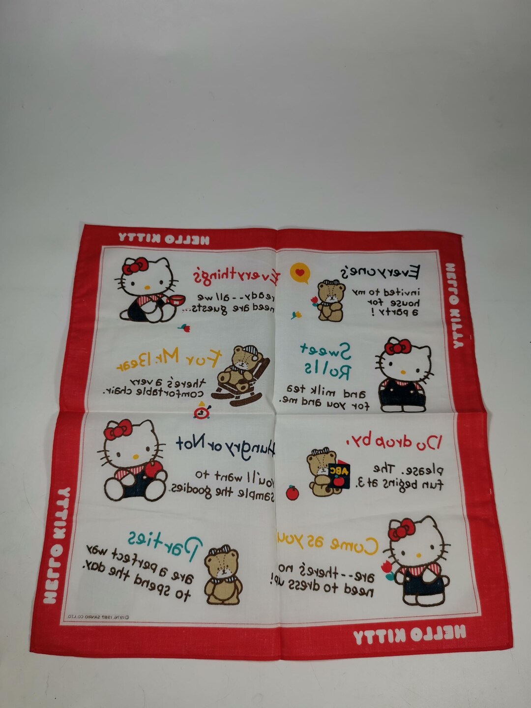 Hello Kitty Advertising Sanrio Made in Japan 1976 1987 Ηandkerchief ...