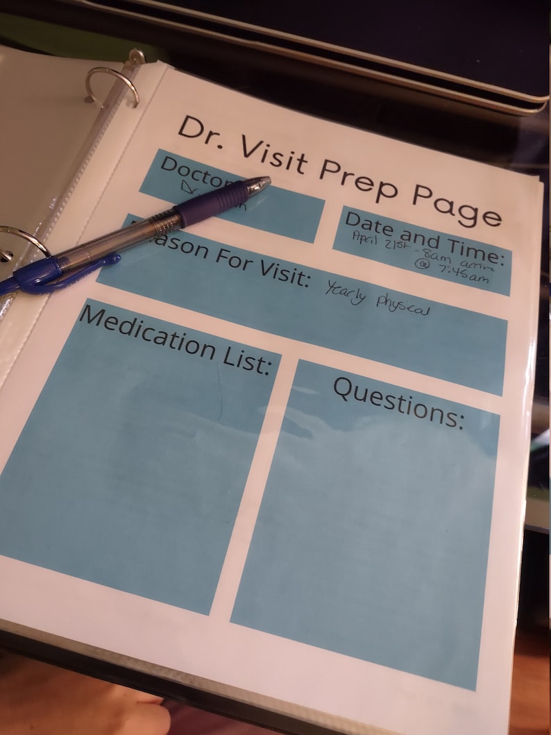 Doctor Visit Prep Page - Etsy