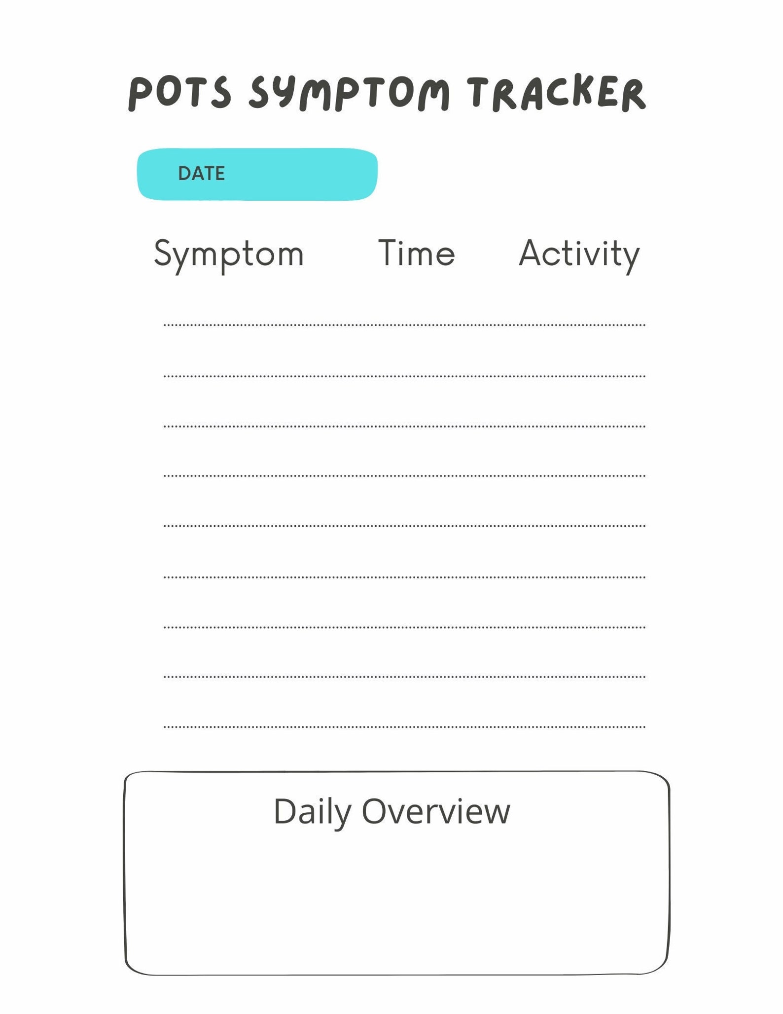 Postural Orthostatic Tachycardia Symptom Tracker | POTS Symptom Tracker ...